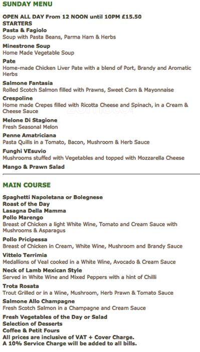 Menu at Il Capriccio Ristorante restaurant, Epsom, 43-47 High St