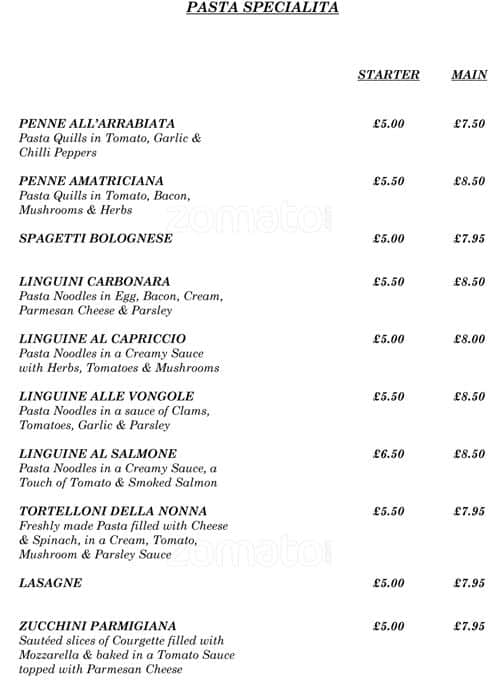Menu at Il Capriccio Ristorante restaurant, Epsom, 43-47 High St