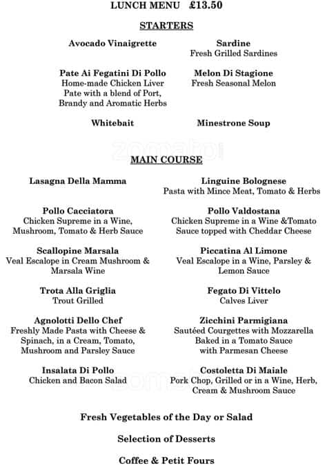 Menu at Il Capriccio Ristorante restaurant, Epsom, 43-47 High St