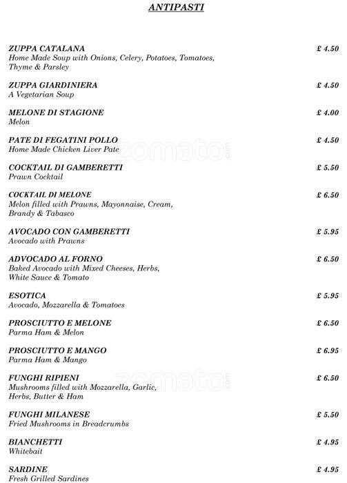 Menu at Il Capriccio Ristorante restaurant, Epsom, 43-47 High St