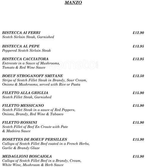 Menu at Il Capriccio Ristorante restaurant, Epsom, 43-47 High St