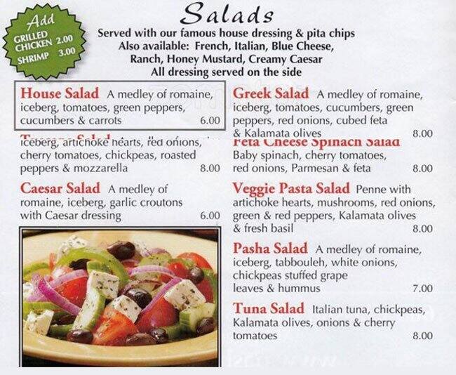 Menu at Pasha Pizza pizzeria, New York City