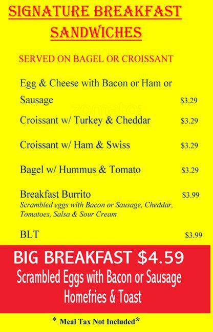 Menu at CAFE 1010, Boston