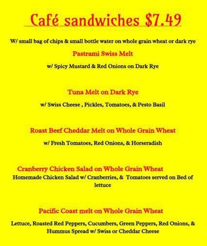 Menu at CAFE 1010, Boston
