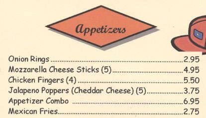 Menu at Ballpark Restaurant, Forest Hill