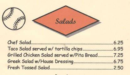 Menu at Ballpark Restaurant, Forest Hill