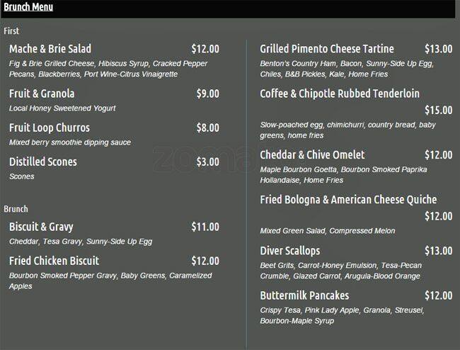 Menu at Distilled on Jefferson pub & bar, Lexington, 157 Jefferson St