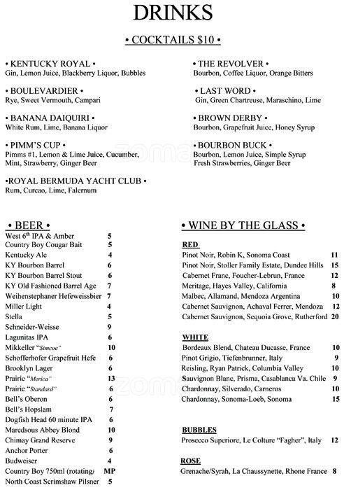 Menu at Distilled on Jefferson pub & bar, Lexington, 157 Jefferson St