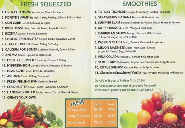 Fresh Juice Bar Menu, Menu for Fresh Juice Bar, Gramercy, New York City ...