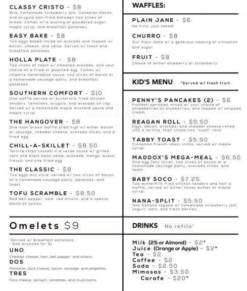 Menu at 8te restaurant, Corpus Christi