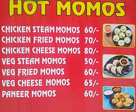 Menu of Hot Momos, HSR, Bangalore