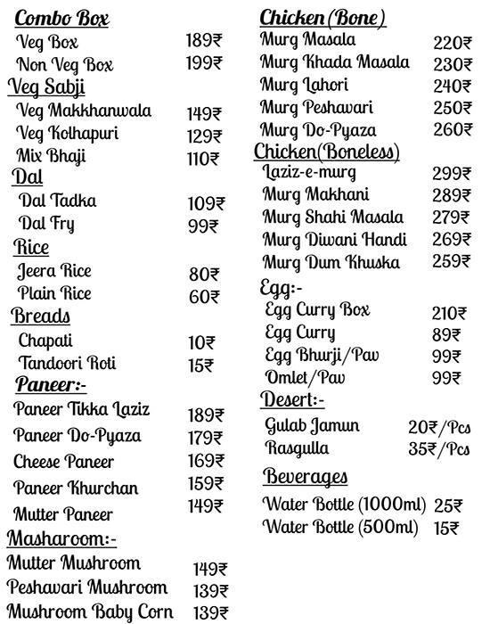 Menu of Indian-Deshi Kitchen, Sion, Mumbai