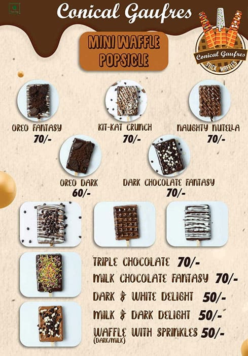 Menu of Conical Gaufres, Dombivali East, Thane
