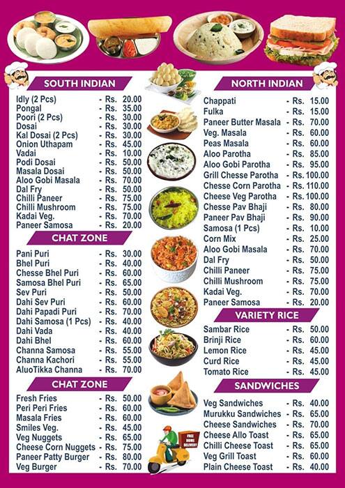 Menu of N Cafe, Nanganallur, Chennai