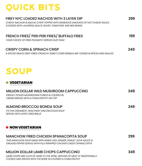 Menu of Million Drinks, Vadapalani, Chennai