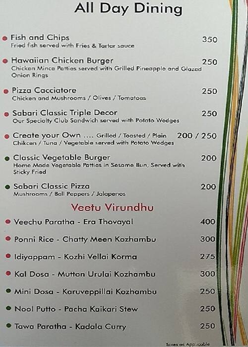 Menu at Zero Degrees, Chennai, 33