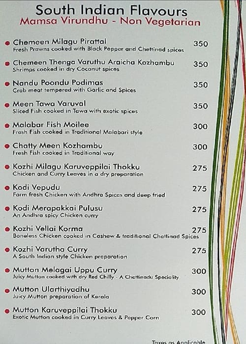 Menu at Zero Degrees, Chennai, 33