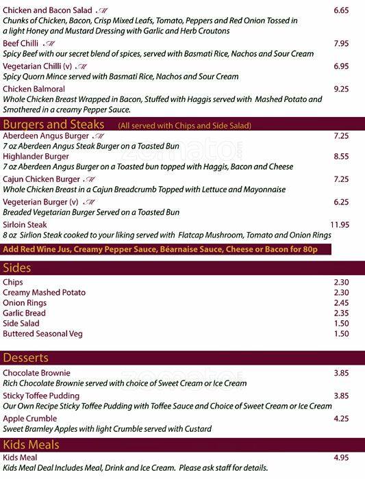 Menu at The Mailcoach pub & bar, Glasgow, Broom House