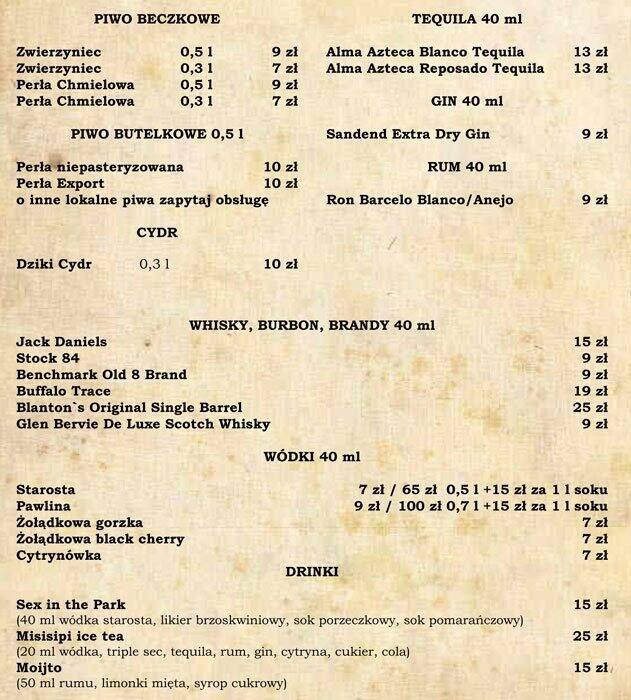 Menu at Mississippi American Grill and Bar, Warsaw