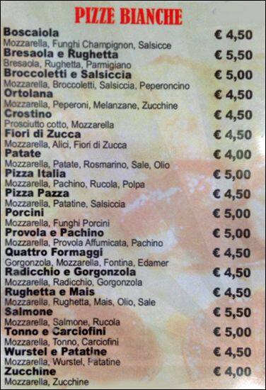 Menu da Pizza Italia ristorante, Roma, Viale della Serenissima