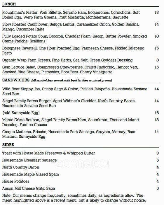 Menu at Longman & Eagle pub & bar, Chicago