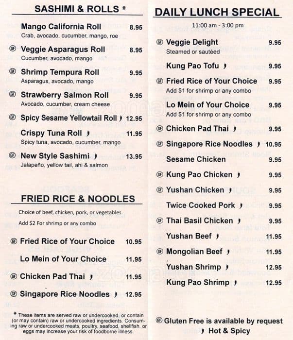 Menu at Little Ollie's restaurant, Denver