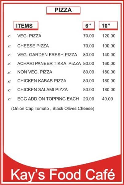 Menu at Kays Food Cafe, New Delhi