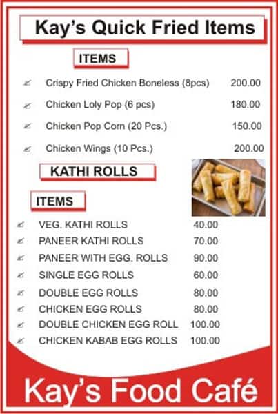 Menu at Kays Food Cafe, New Delhi