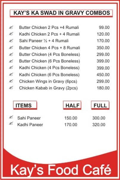 Menu at Kays Food Cafe, New Delhi