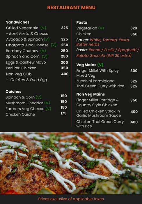 Menu at The BougainVillea Hyderabad, Hyderabad