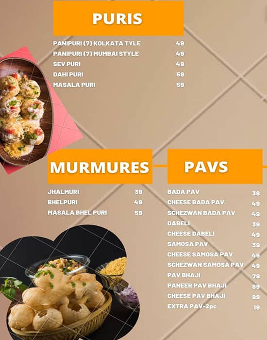 Menu of Golgappa, Whitefield, Bangalore