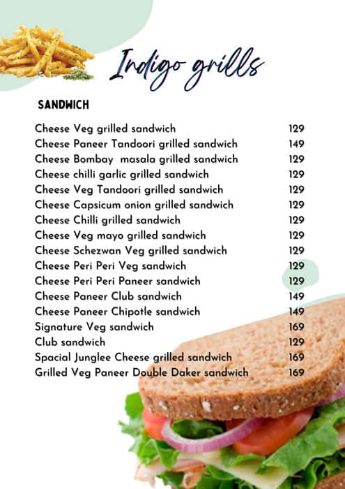 Menu of Indigo Grills, Hinjawadi, Pune
