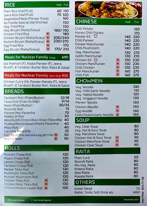Menu of Go Foodie, Malviya Nagar, New Delhi