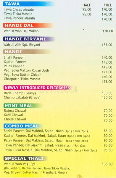 Menu at Wah Ji Wah, Gurugram, Sector 56 Market