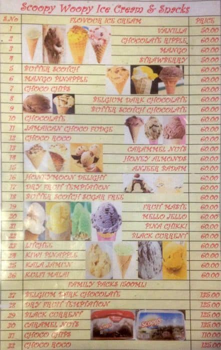 Menu at Cafe Cream, Hyderabad