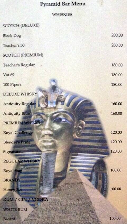 Menu at The Pyramid, Jaipur, Third Floor