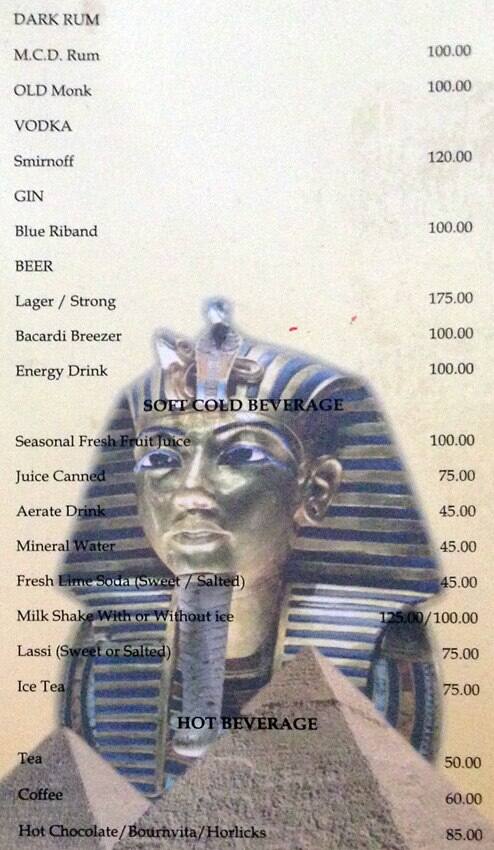 Menu at The Pyramid, Jaipur, Third Floor