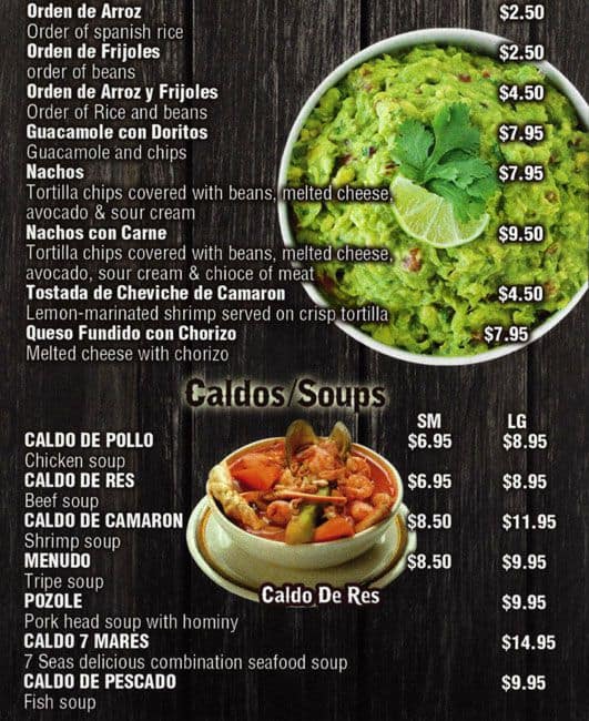 Menu at Lazo's Tacos restaurant, Chicago