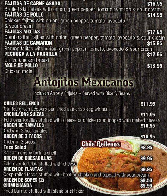 Menu at Lazo's Tacos restaurant, Chicago