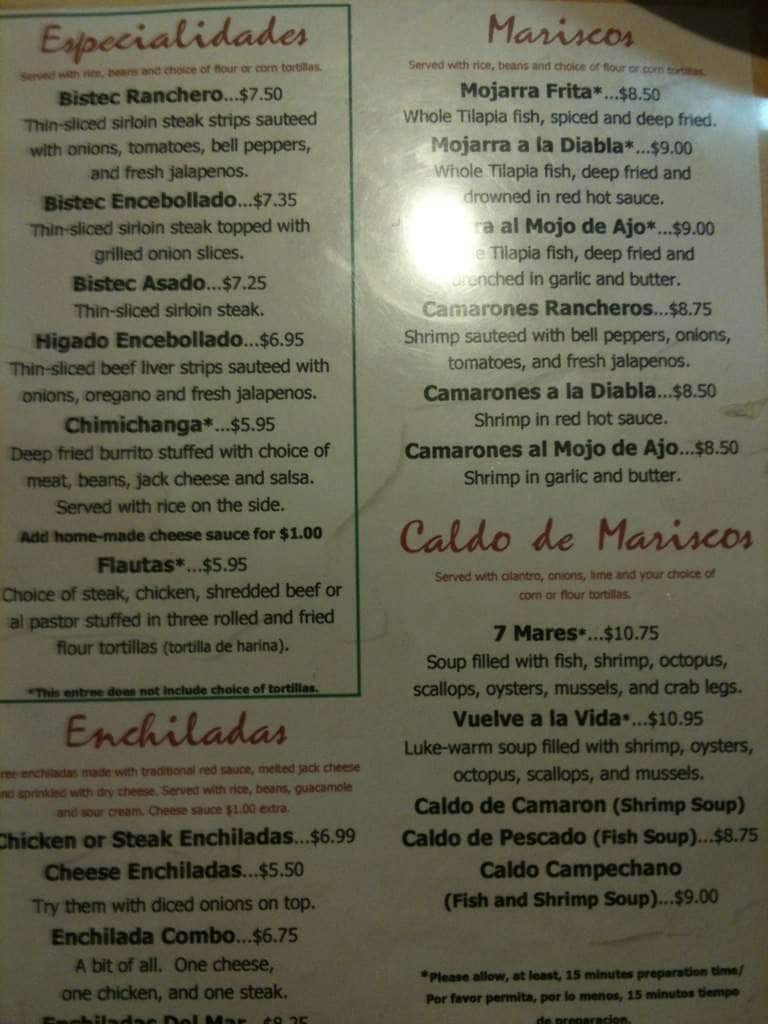 Menu at El Rio Verde Restaurant, Tulsa, 38 N Trenton Ave
