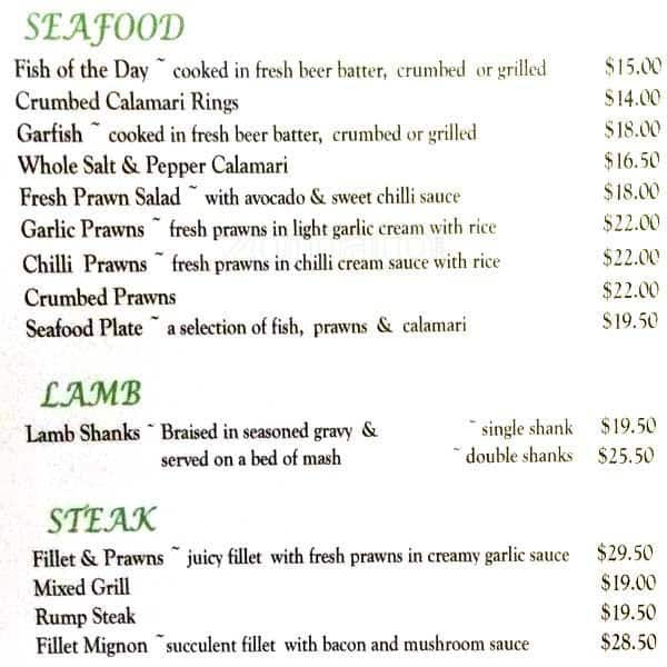 Menu at Two Wells Tavern pub & bar, Adelaide