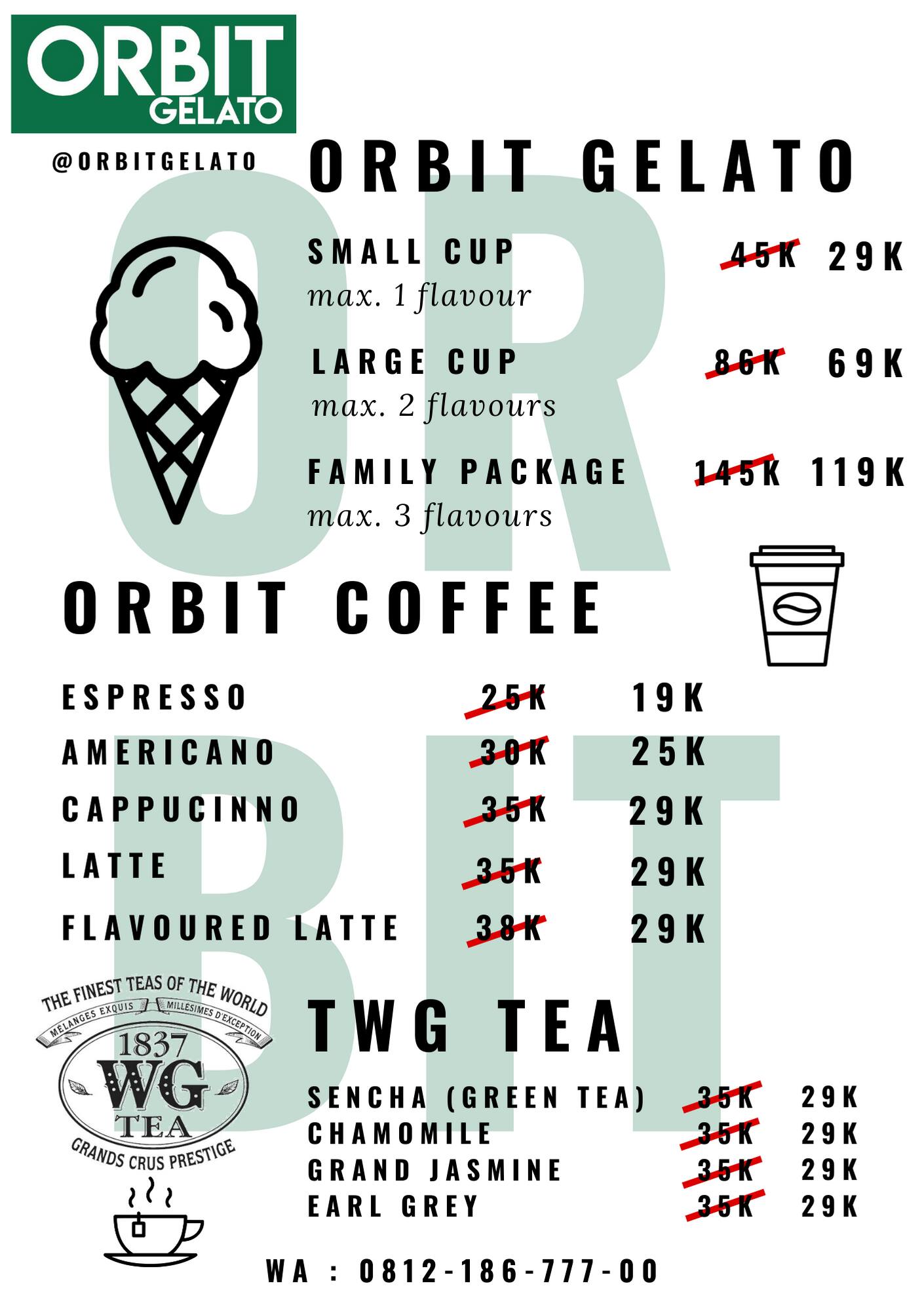 Menu at Orbit Gelato desserts, Jakarta, Jl. Kelapa Gading Boulevard Raya