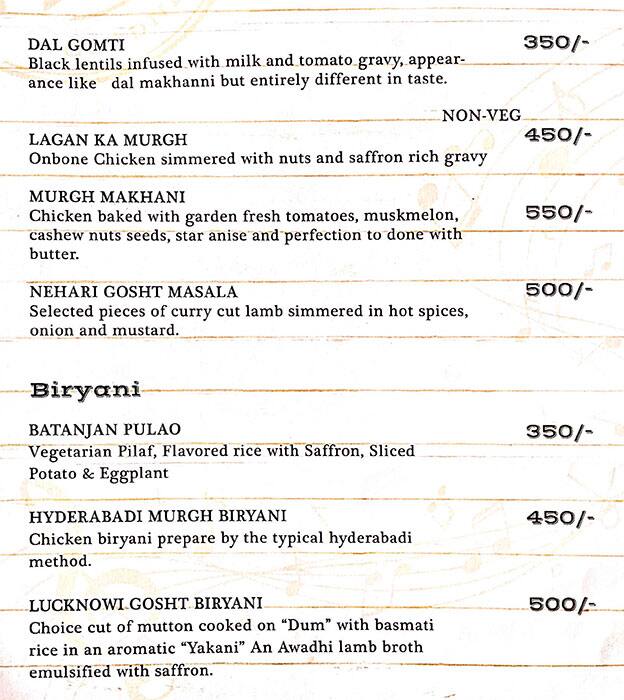 Menu at The Vibe, Varanasi