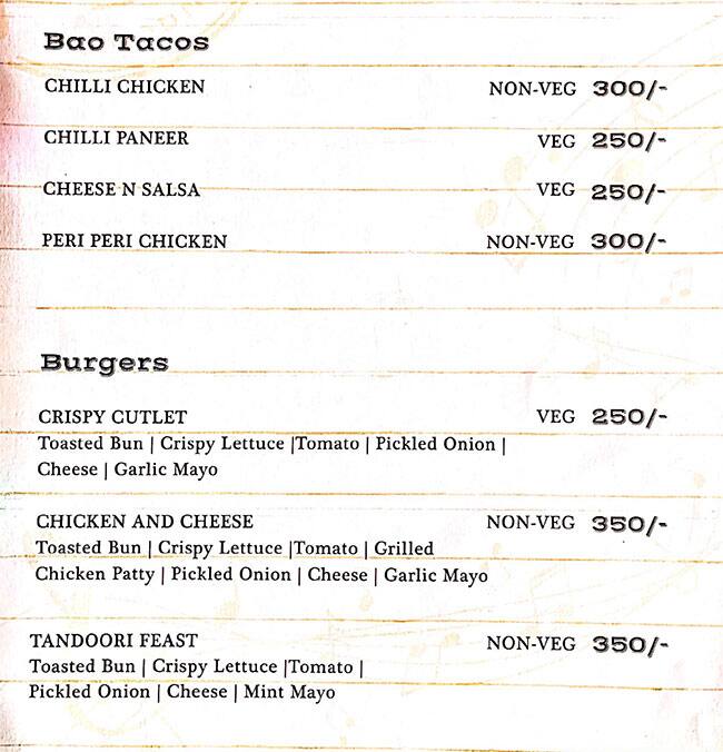 Menu at The Vibe, Varanasi