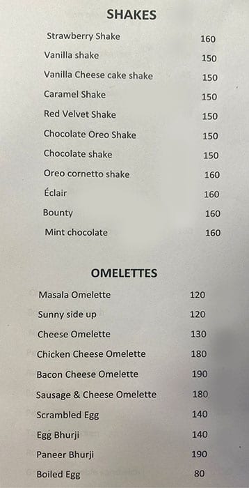 Menu at Sam's Cafe Kitchen & Bakery, Pune