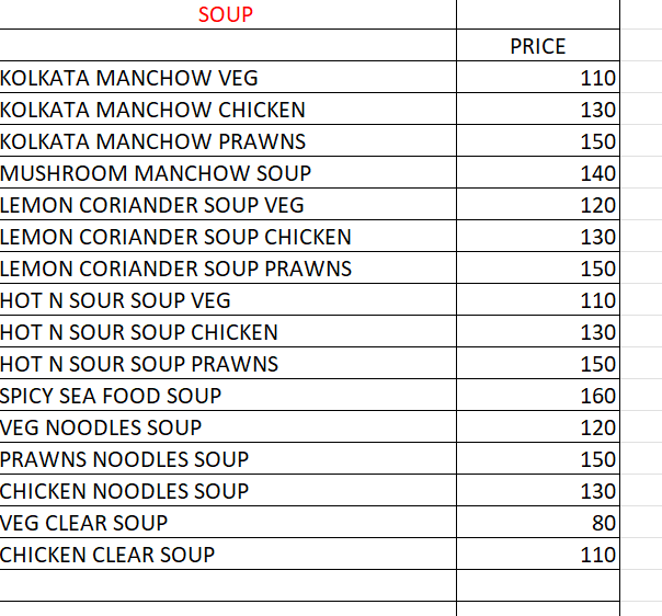 Menu of Kung-Fu Chinese Kitchen, Kalyan, Thane