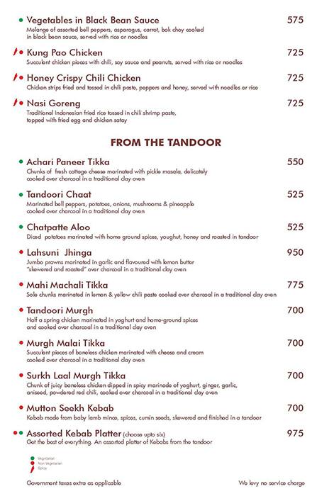 Menu at The Hans, New Delhi, New Delhi