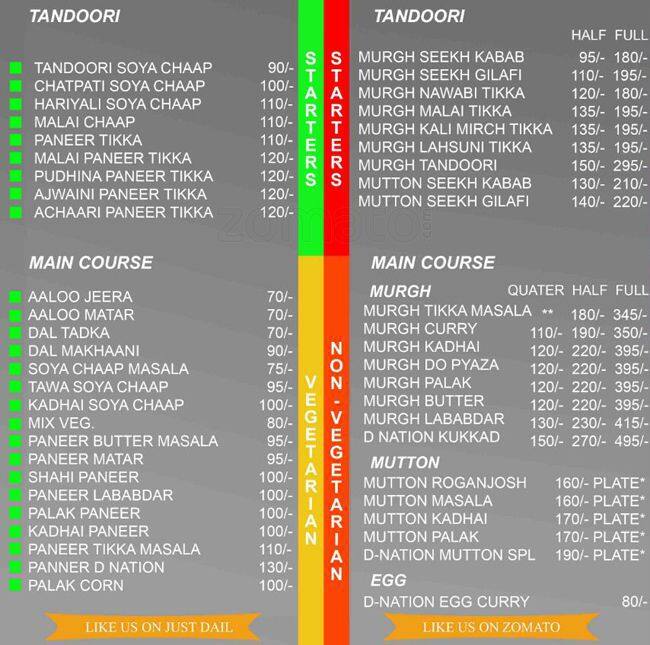 Menu at Food-D Nation, Greater Noida