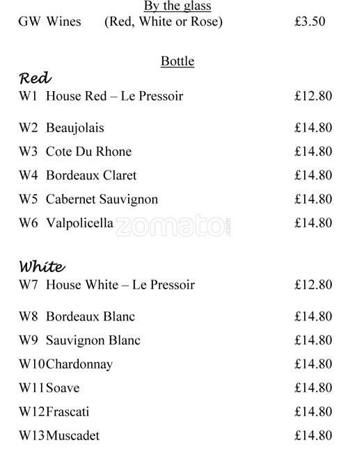 Menu at Kew Gardens Oriental Cuisine restaurant, Richmond