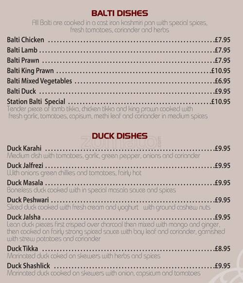 Menu at Spice Station restaurant, London, 140 Station Rd